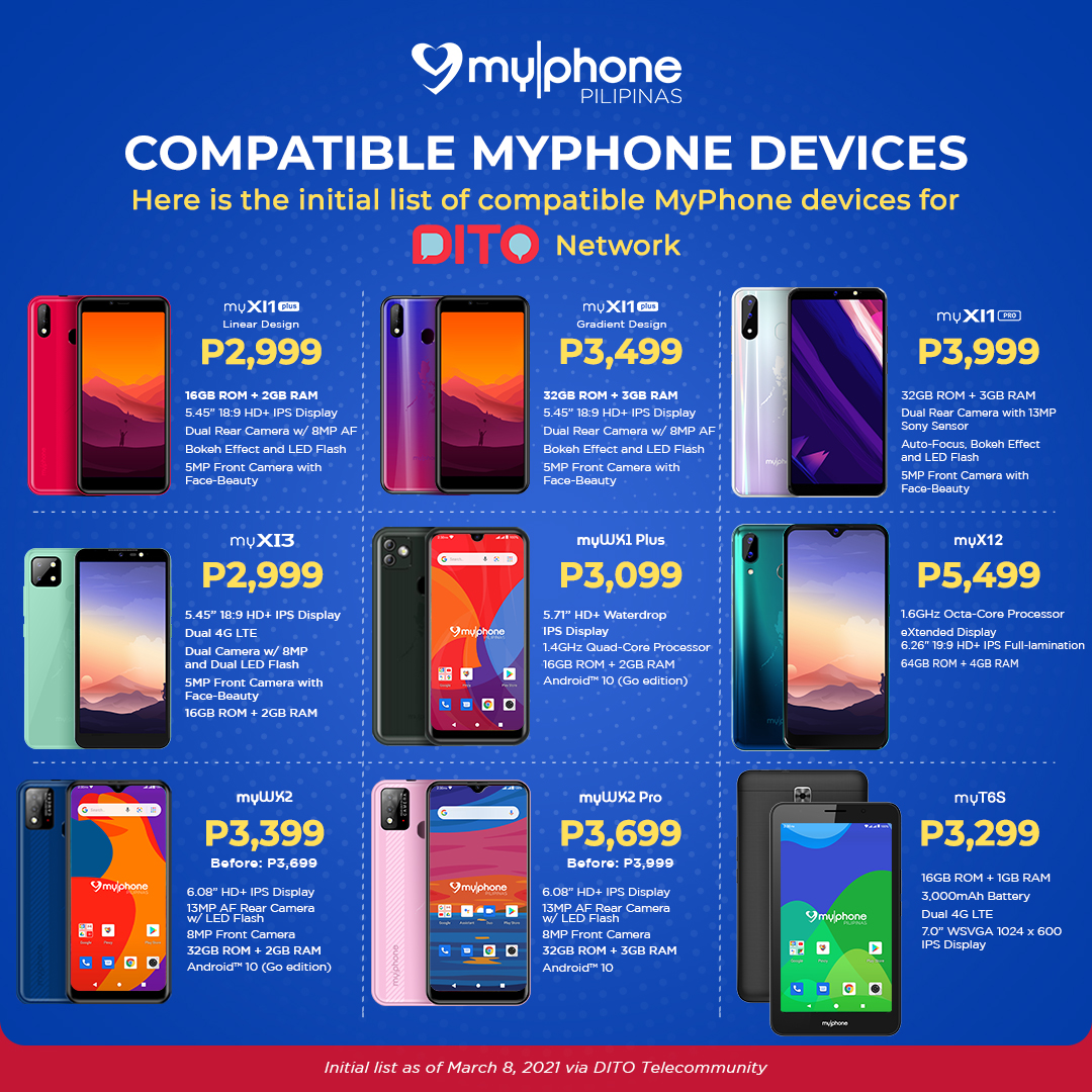 DITO Telecommunity, compatible MyPhone devices. – MyPhone